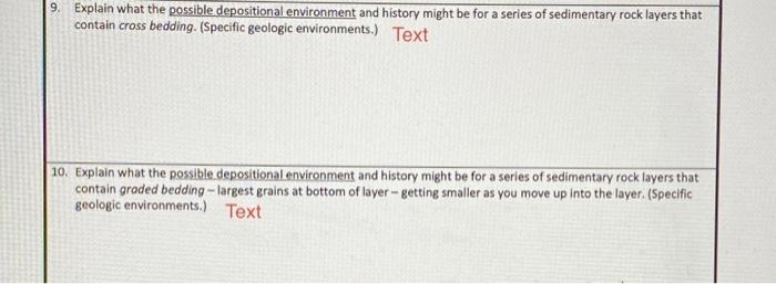 Solved 9. Explain what the possible depositional environment | Chegg.com