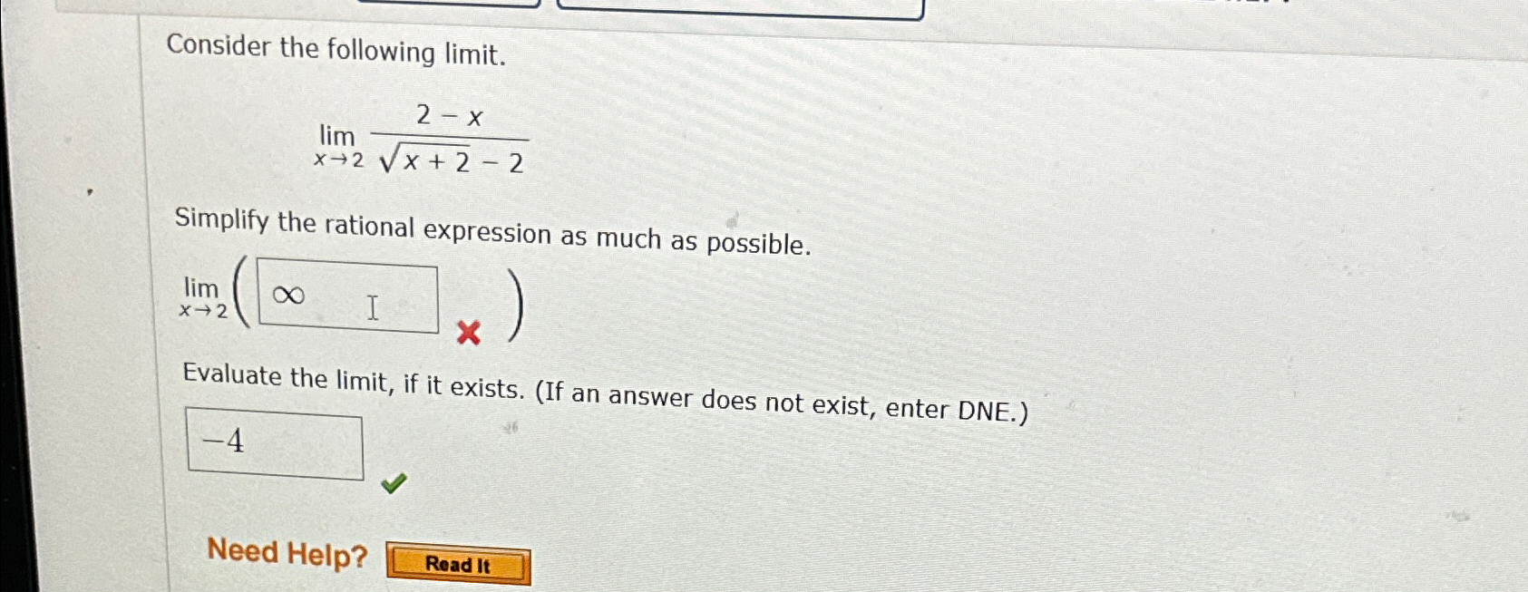 Solved Consider the following limit.limx→22-xx+22-2Simplify | Chegg.com