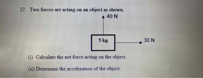 Solved 27. Two forces are acting on an object as shown. 40 N | Chegg.com