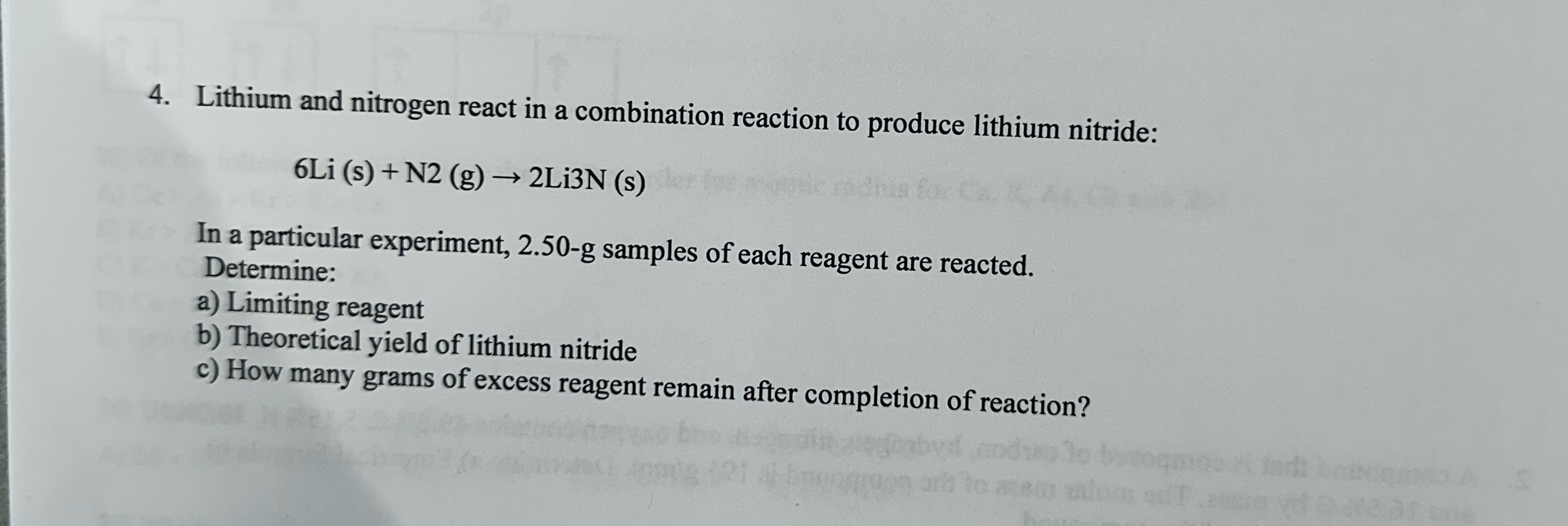 Solved Lithium and nitrogen react in a combination reaction | Chegg.com