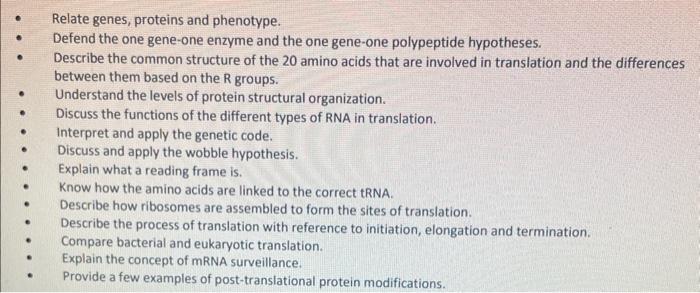 Solved - Relate genes, proteins and phenotype. - Defend the | Chegg.com