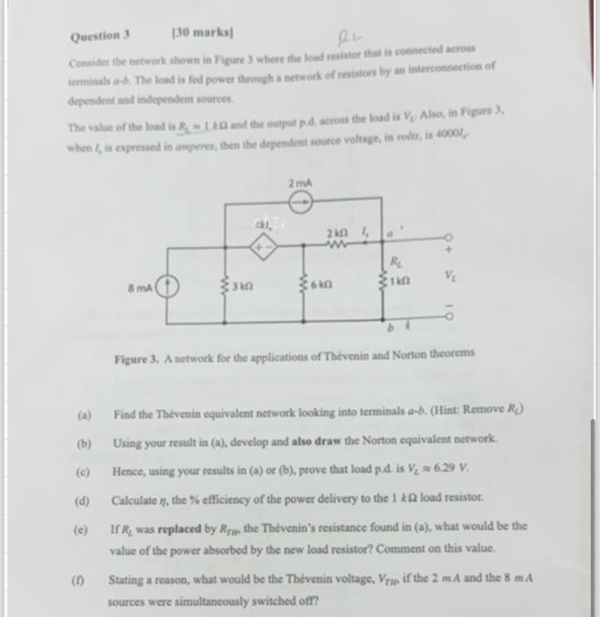 Solved by an EXPERT Question 3[30 ﻿marks]Cenaliter the netw ork shown in | Chegg.com