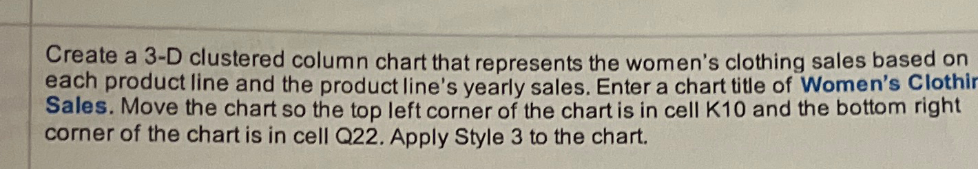 Solved Create a 3-D clustered column chart that represents | Chegg.com