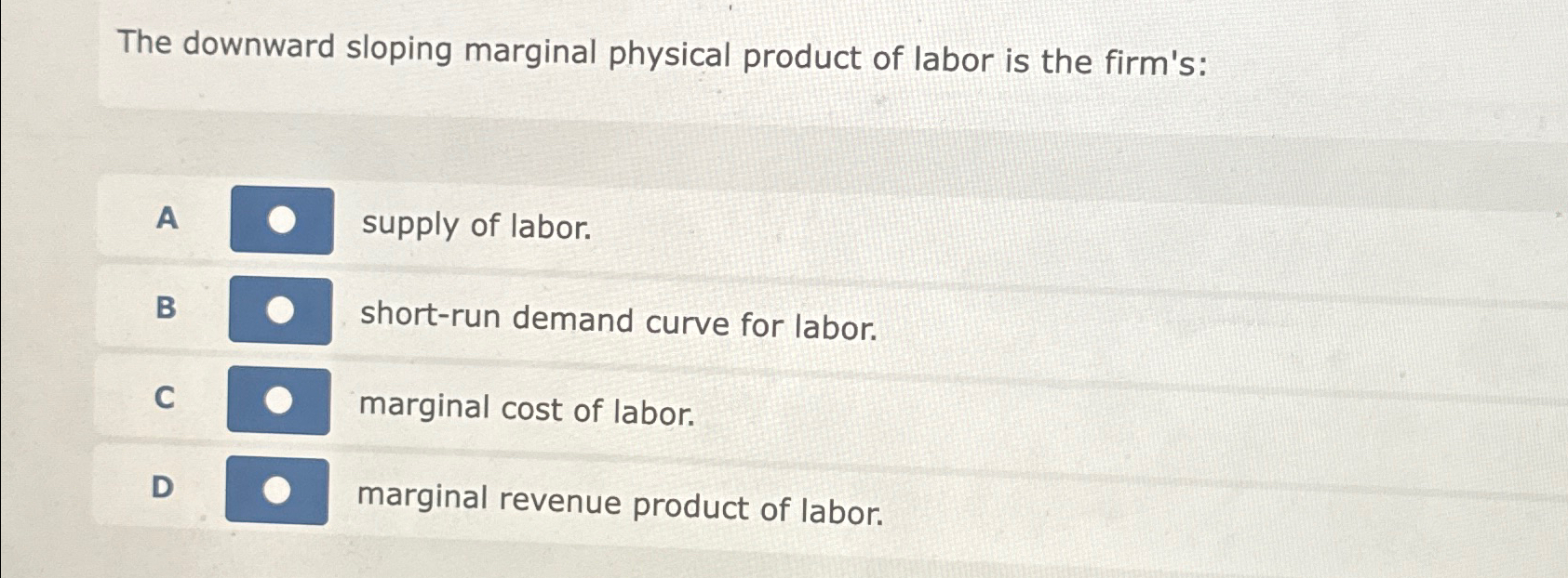 Solved The downward sloping marginal physical product of | Chegg.com