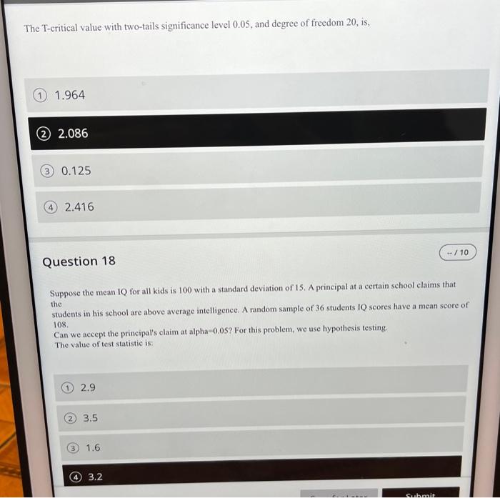 Solved The T-critical value with two-tails significance | Chegg.com