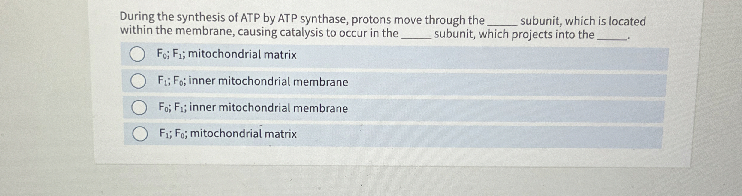 Solved During the synthesis of ATP by ATP synthase, protons | Chegg.com