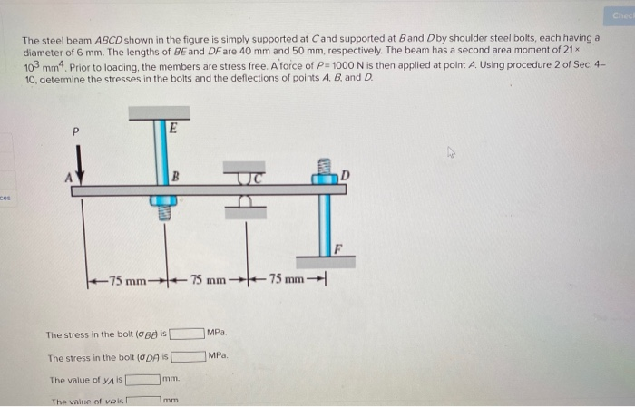 Solved Chech The steel beam ABCD shown in the figure is | Chegg.com