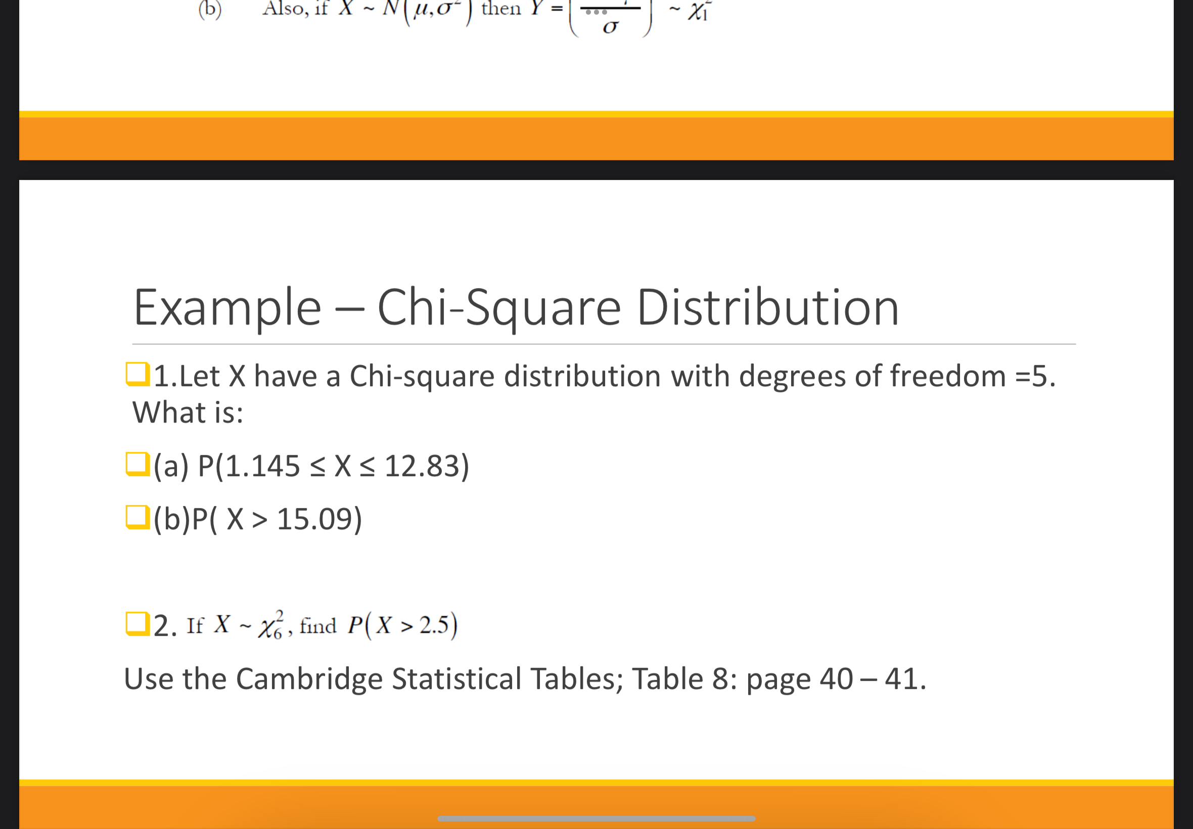 Solved Example - ﻿Chi-Square DistributionLet x ﻿have a | Chegg.com