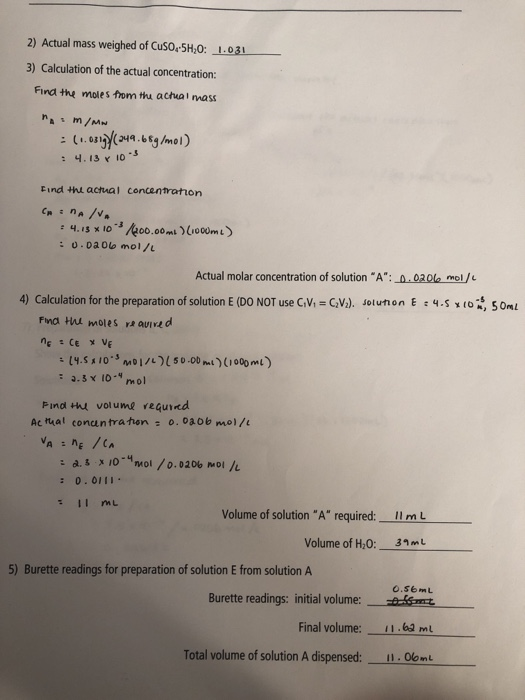 1) Calculation of mass of CuSO4-5H20 required for | Chegg.com