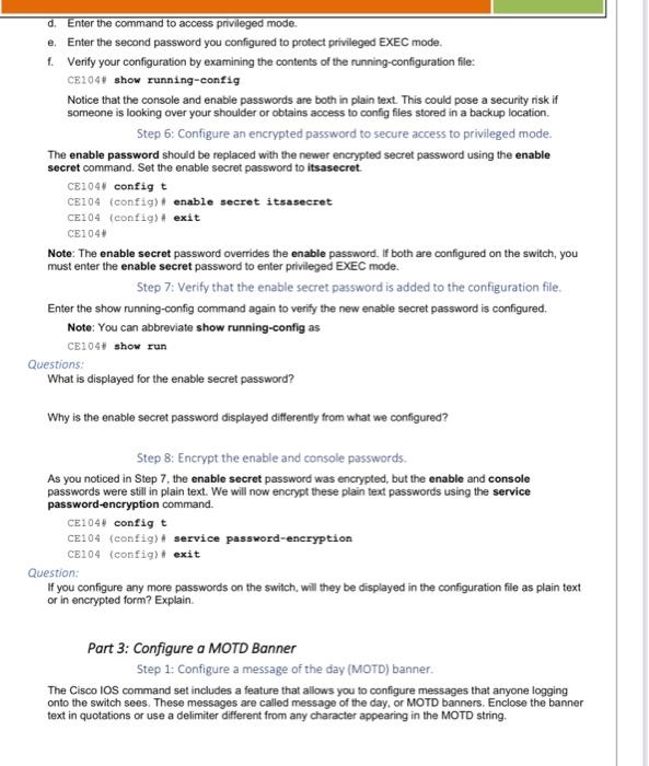 Solved Step 1 Enter Privileged Exec Mode You Can Access 0315