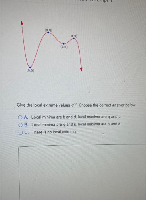 Solved Give the local extreme values of f. Choose the | Chegg.com