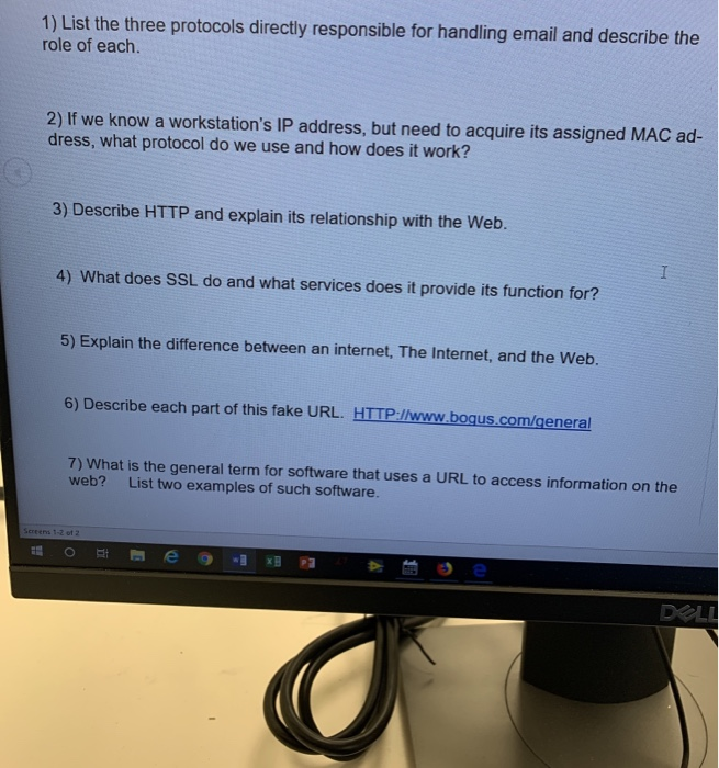 Solved 1) List the three protocols directly responsible for | Chegg.com