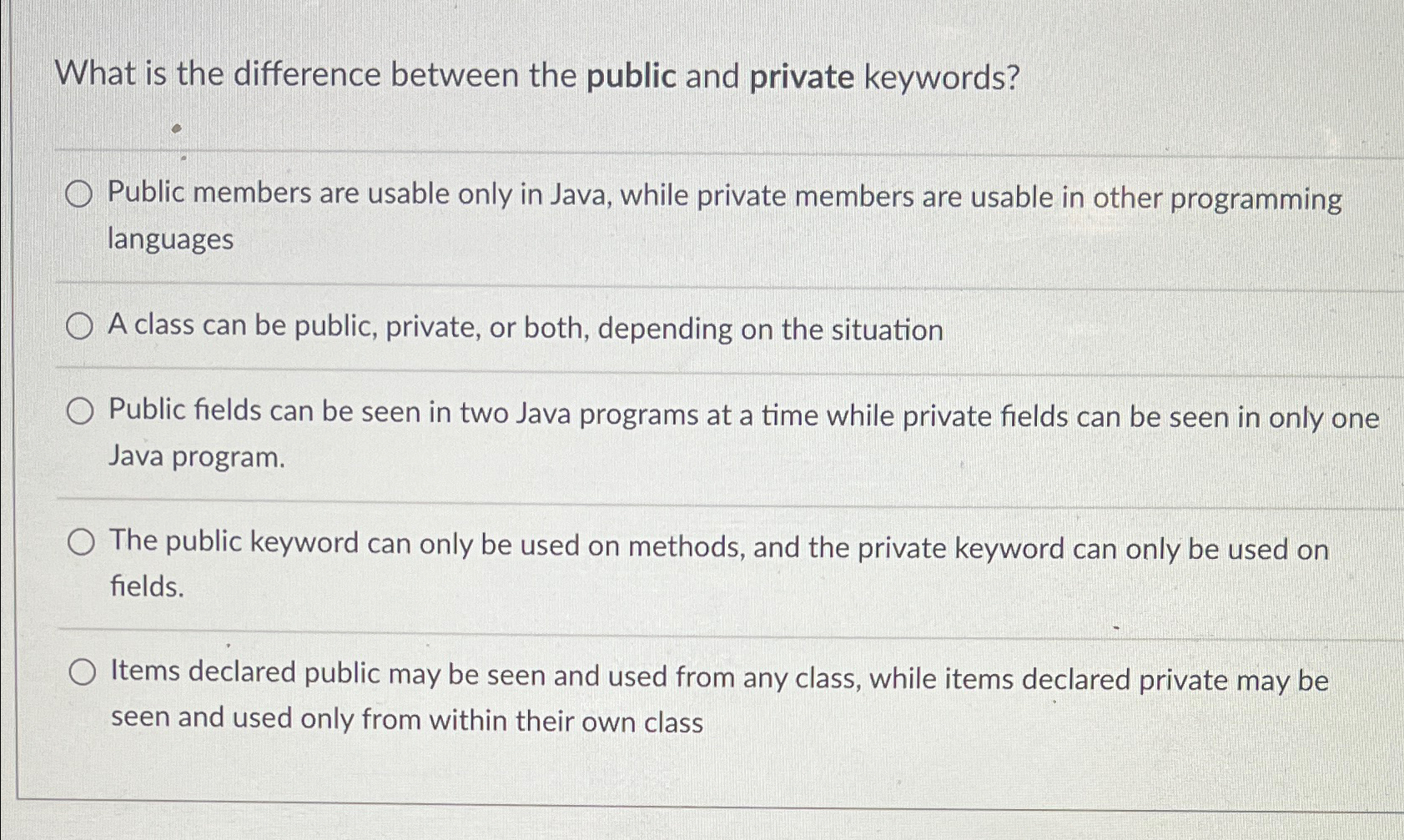 Solved What is the difference between the public and private | Chegg.com