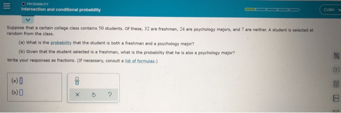 Solved O PROBABILITY Intersection and conditional | Chegg.com
