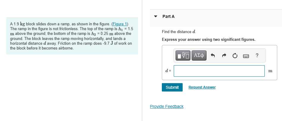Solved A 1.9kg ﻿block slides down a ramp, as shown in the | Chegg.com