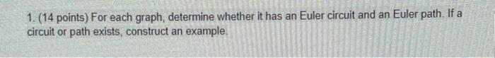 Solved 1. (14 points) For each graph, determine whether it | Chegg.com