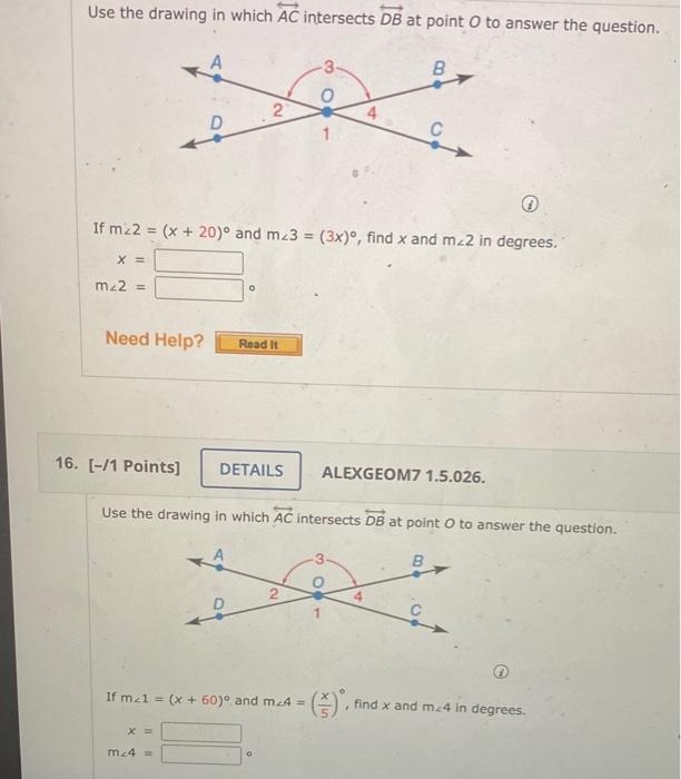 Solved Use the drawing in which AC intersects DB at point o | Chegg.com