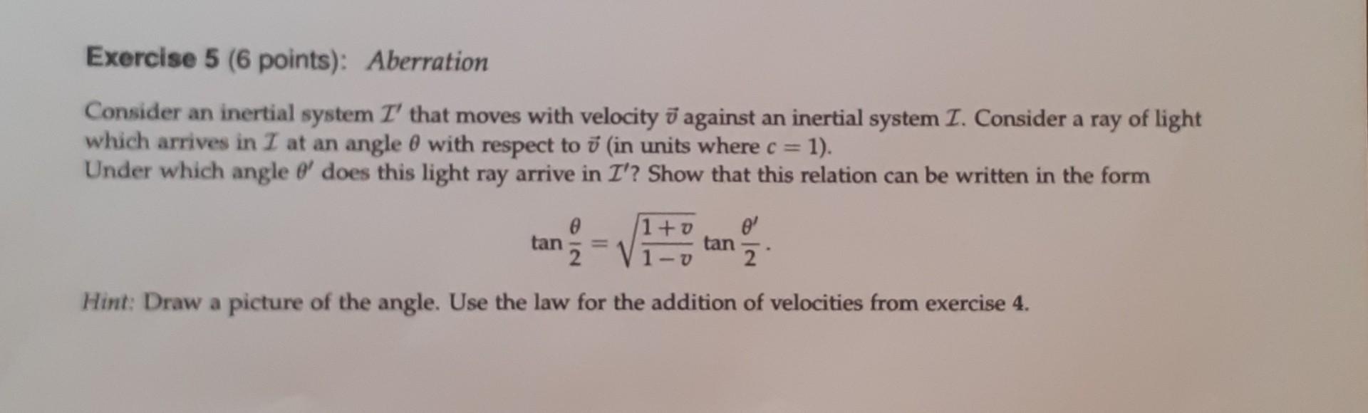 Solved Consider an inertial system I′ that moves with | Chegg.com