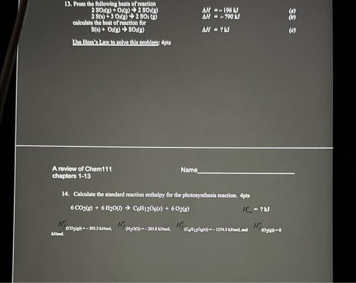 Solved A review of Chem111 Name chapters 1-13 14. Calculate | Chegg.com