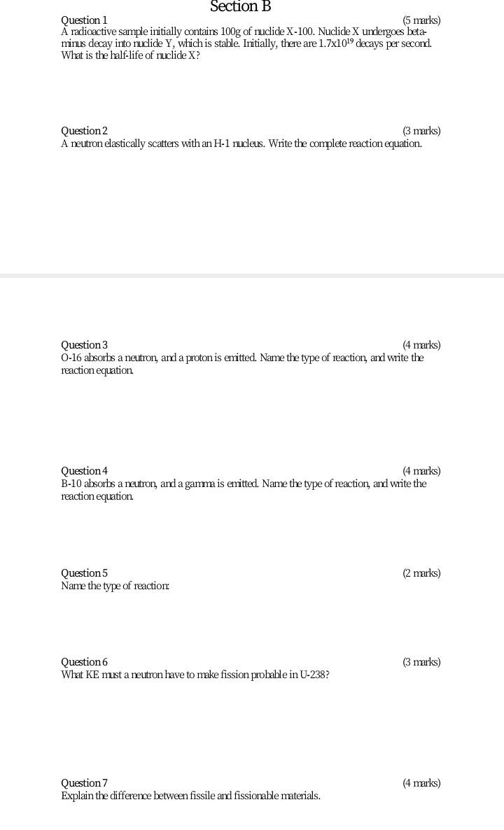 Solved Question 1 (5 marks) A radioactive sample initially | Chegg.com