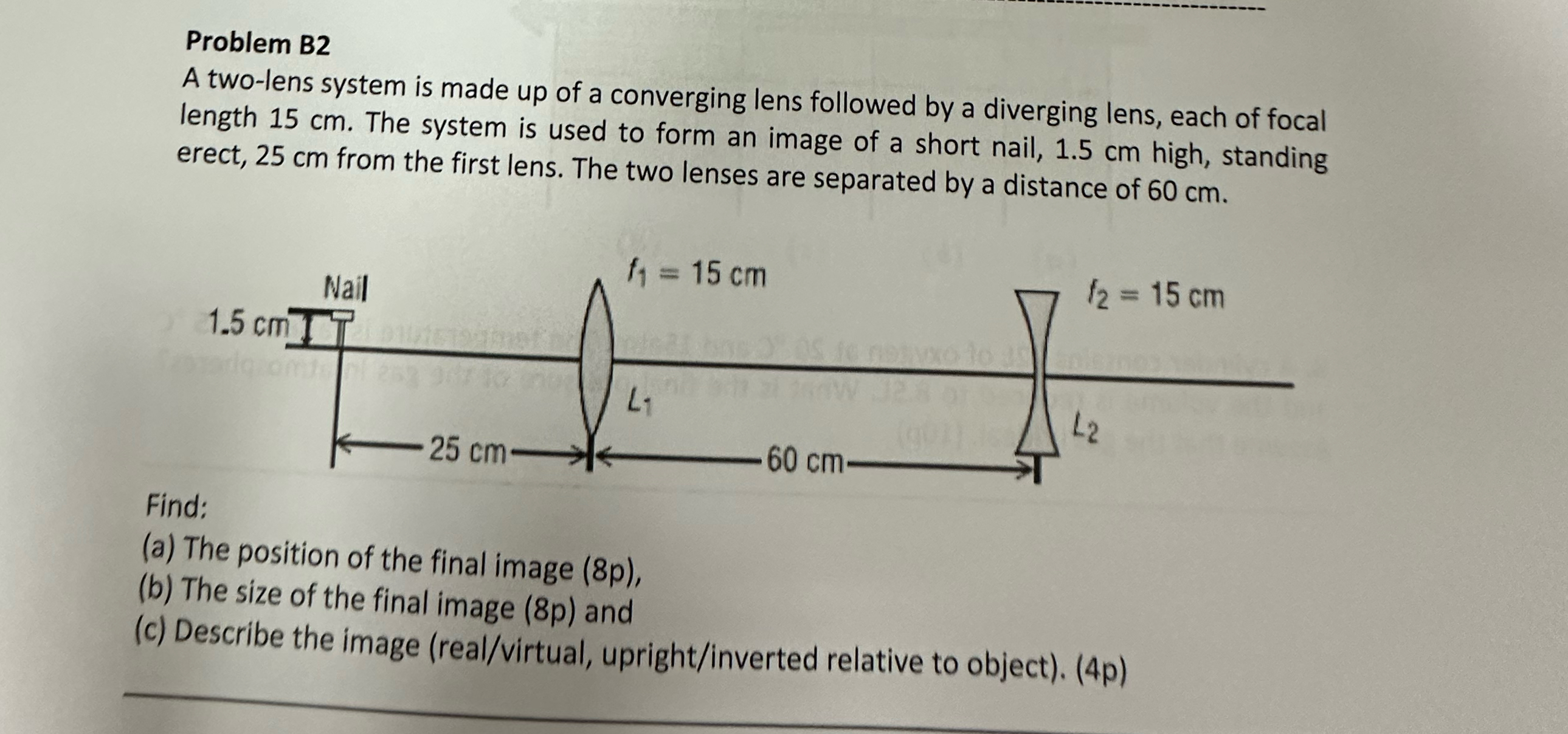Solved Problem B2A two-lens system is made up of a | Chegg.com