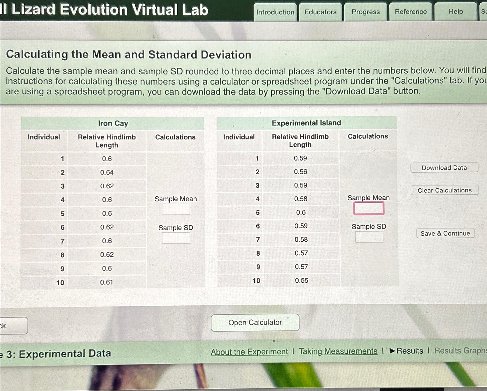 Solved II Lizard Evolution Virtual | Chegg.com