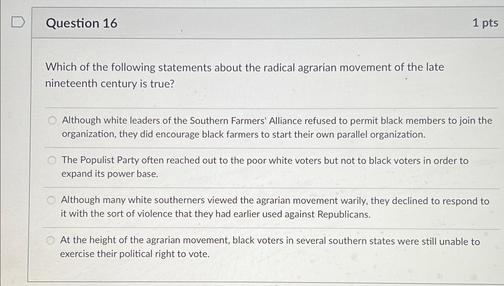 Solved Question 161 ﻿ptsWhich of the following statements | Chegg.com