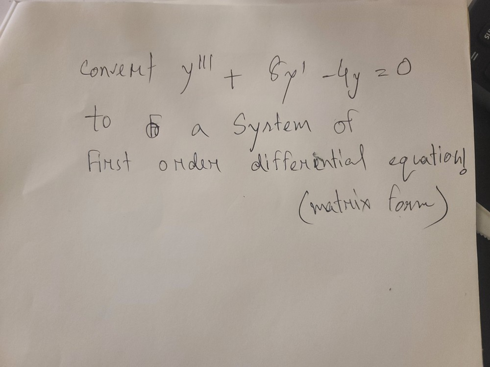 Solved convert yllt Syl My to Go a System of First onder | Chegg.com