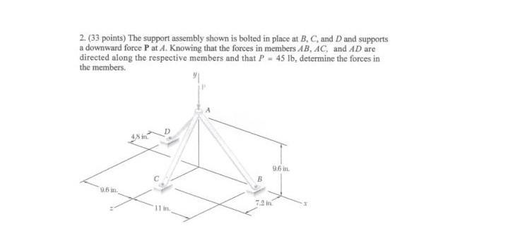 Solved 2. (33 points) The support assembly shown is bolted | Chegg.com