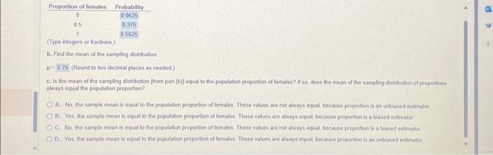 Solved Proportion of females 0 0.5 1 (Type integers or | Chegg.com