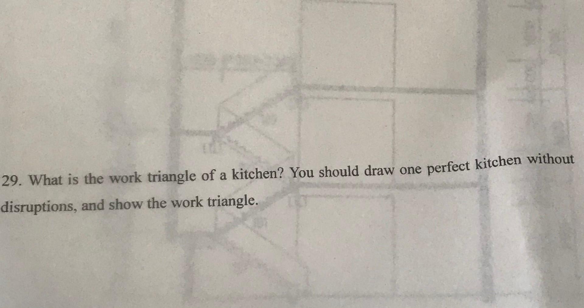 Solved 29. What is the work triangle of a kitchen? You | Chegg.com