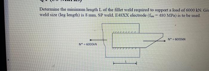 Determine the minimum length L of the fillet weld | Chegg.com