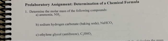 Solved Prelaboratory Assignment: Determination of a Chemical | Chegg.com