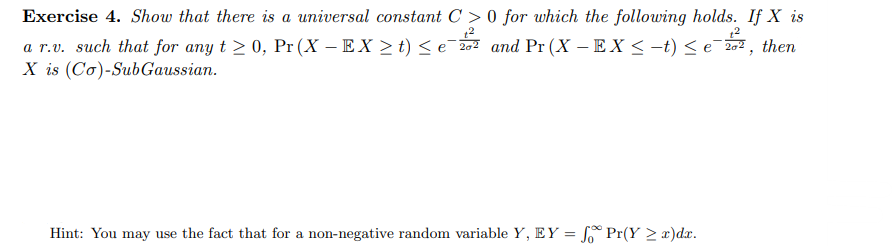 Solved Exercise 4. ﻿Show that there is a universal constant | Chegg.com