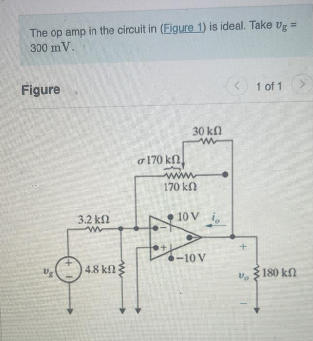 Solved The op amp in the circuit in (Figure 1) is ideal. | Chegg.com
