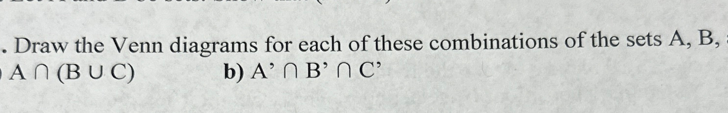 Solved Draw the Venn diagrams for each of these combinations | Chegg.com