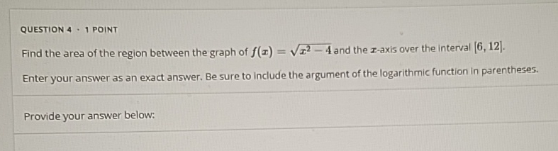 Solved QUESTION 4 - 1 ﻿POINTFind the area of the region | Chegg.com
