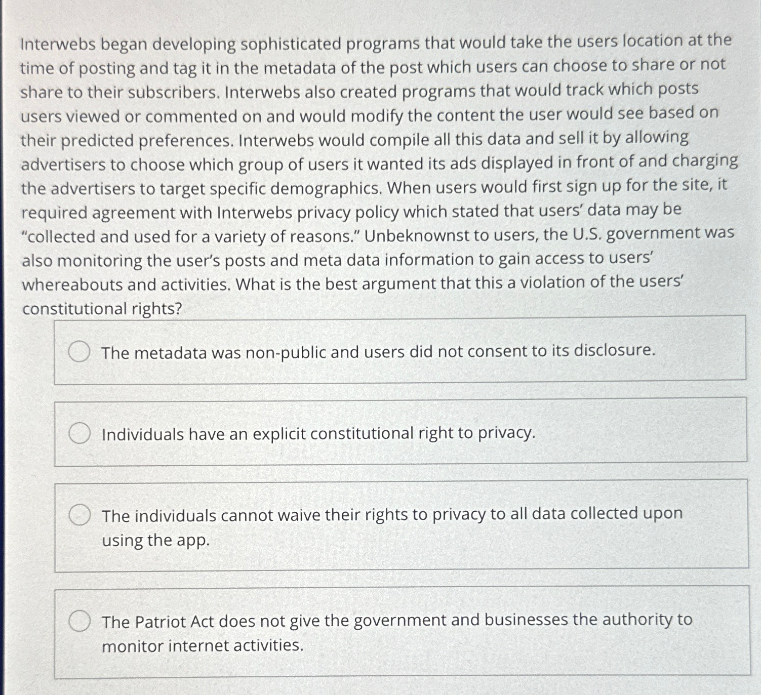 Solved Interwebs began developing sophisticated programs | Chegg.com