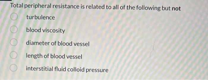 Solved Total peripheral resistance is related to all of the | Chegg.com