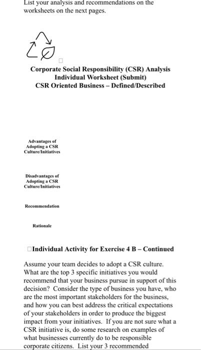 Solved Management Team Case Project Exercise 4A Setting | Chegg.com