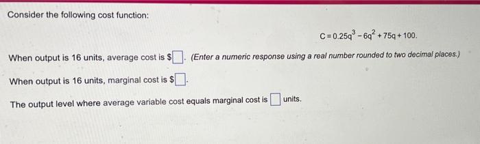 Solved Consider the following cost function: | Chegg.com
