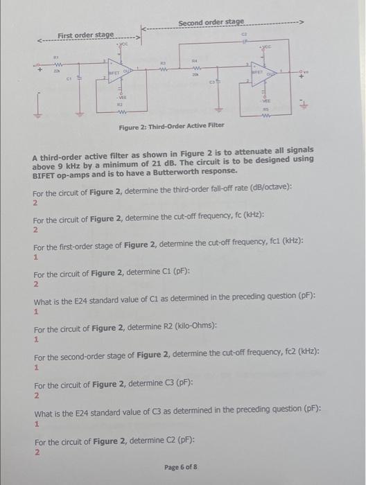 Solved Second order stage First order stage w w w CE VE w w | Chegg.com
