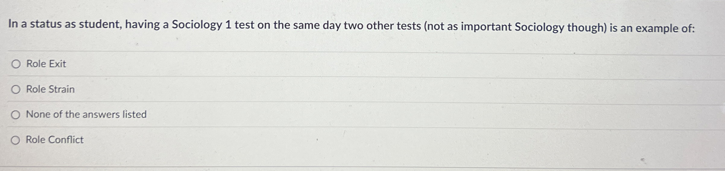 Solved In a status as student, having a Sociology 1 ﻿test on | Chegg.com