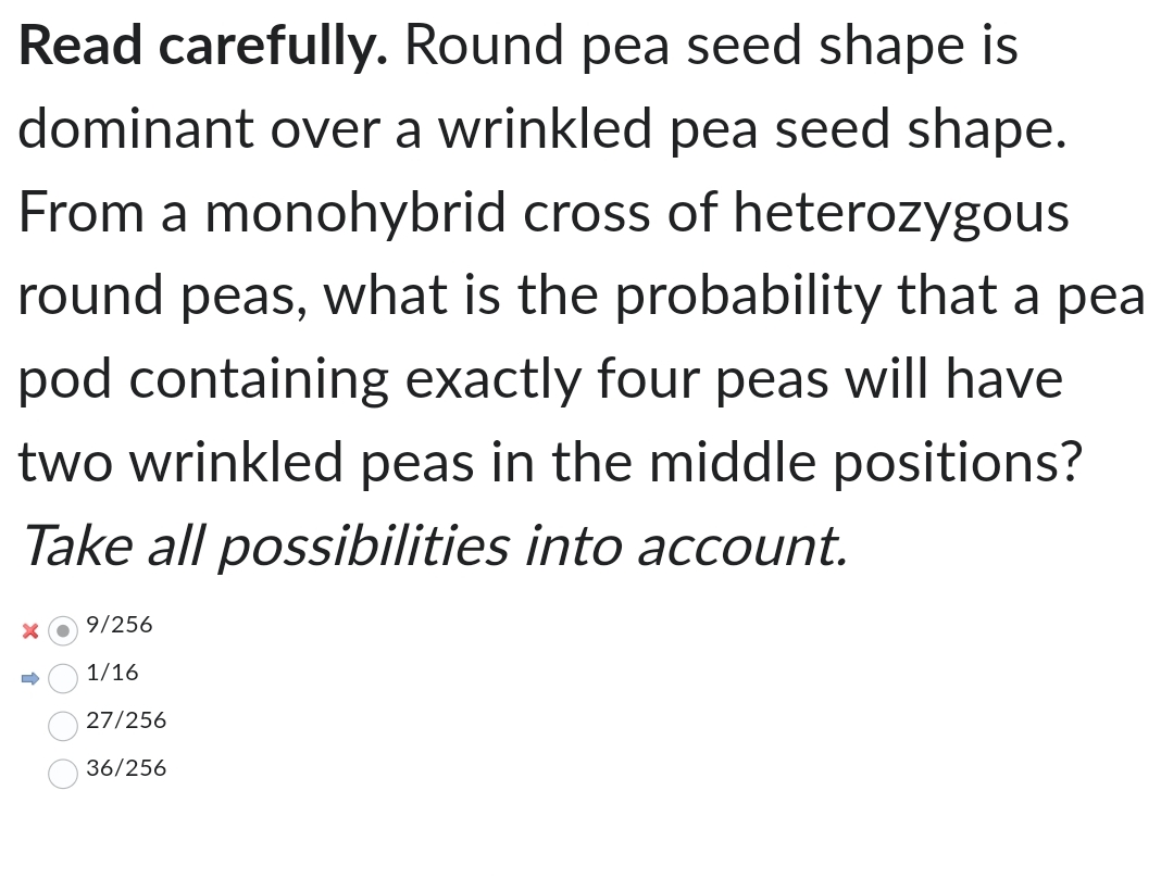 Solved Read carefully. Round pea seed shape is dominant over | Chegg.com