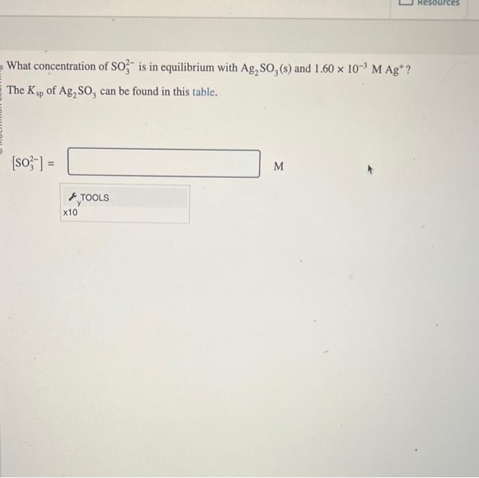 Solved What concentration of SO32− is in equilibrium with | Chegg.com