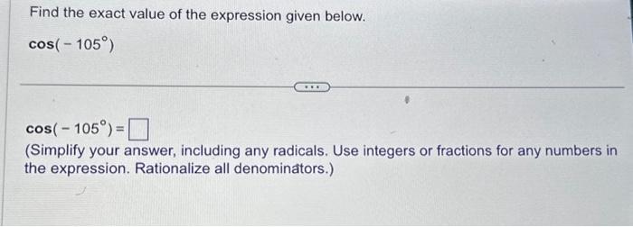 Solved Find the exact value of the expression given below. | Chegg.com