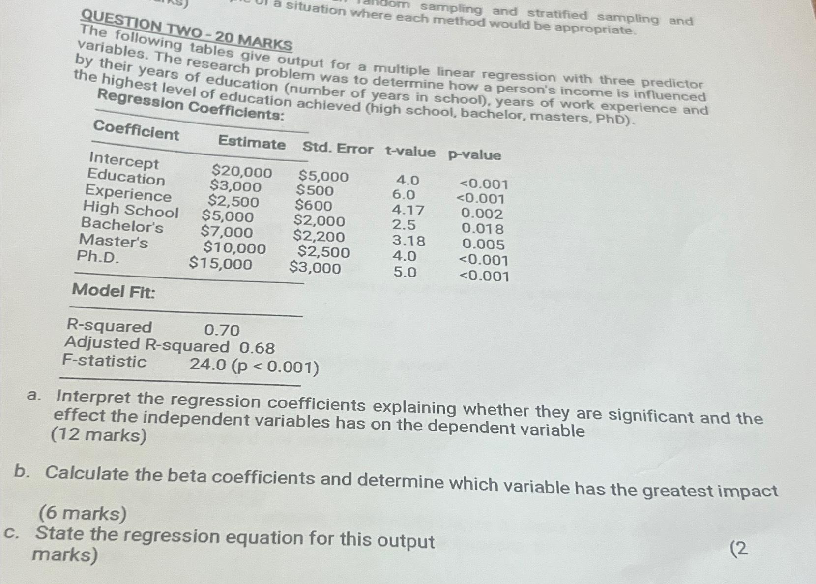 Solved a situation where sampling and stratified sampling | Chegg.com