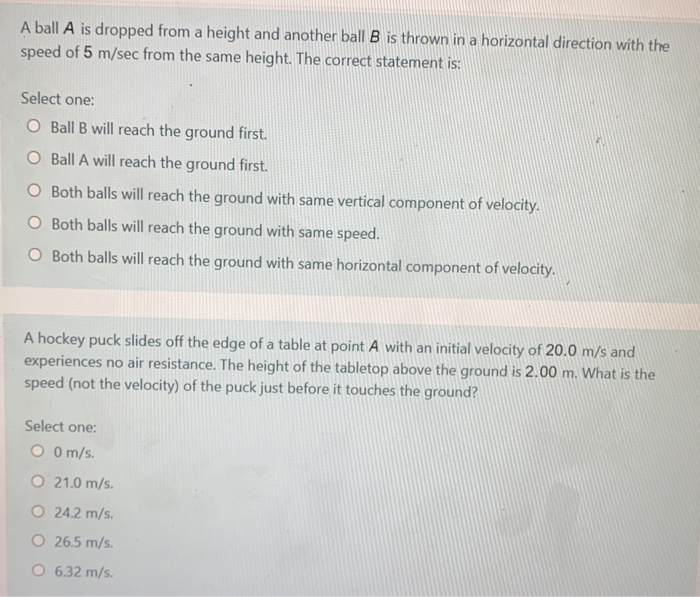 Solved A ball A is dropped from a height and another ball B | Chegg.com