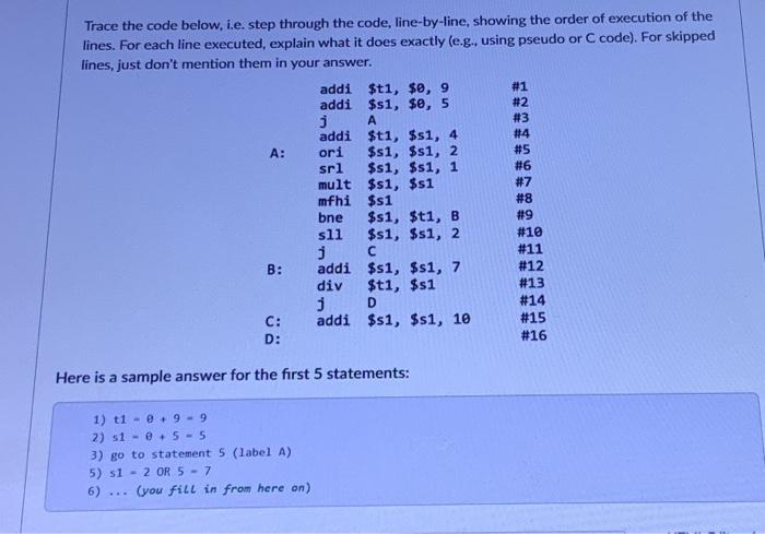 Solved А Trace the code below, i.e. step through the code, | Chegg.com