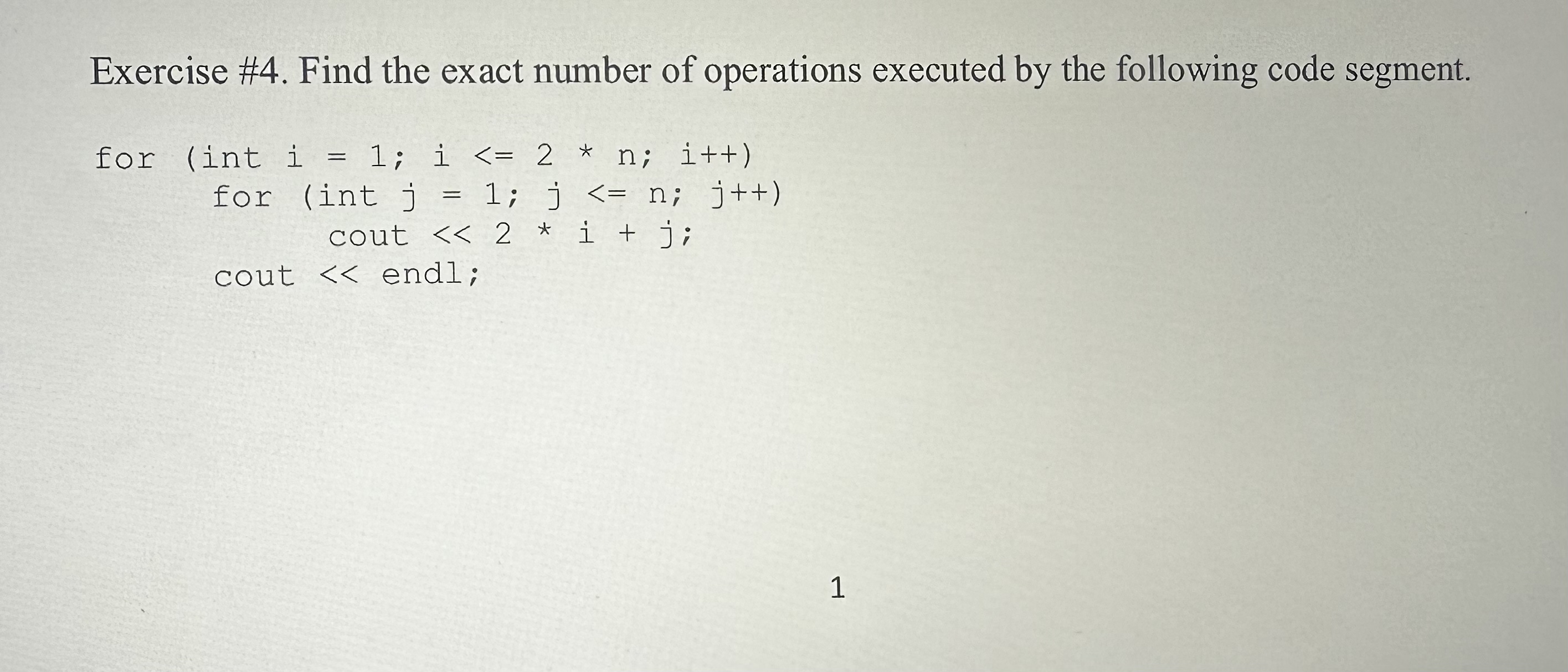 Solved Exercise #4. ﻿Find the exact number of operations | Chegg.com